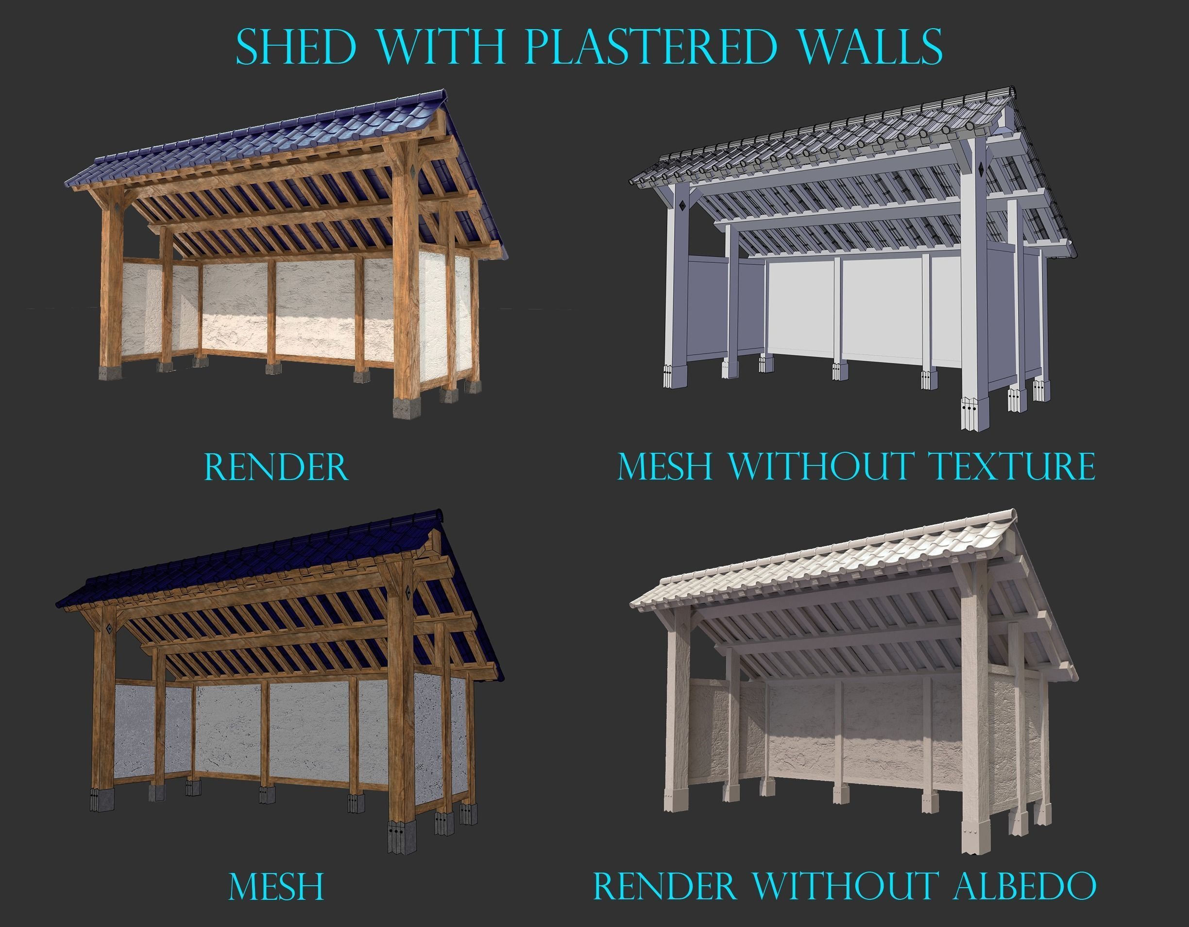 3D model open shed with plaster wall VR / AR / low-poly | CGTrader