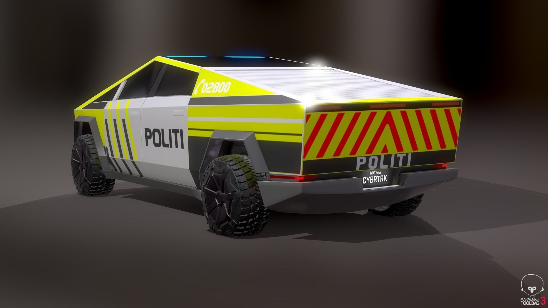 3D model Tesla Cybertruck Police Pack 5 assets VR / AR / low-poly ...