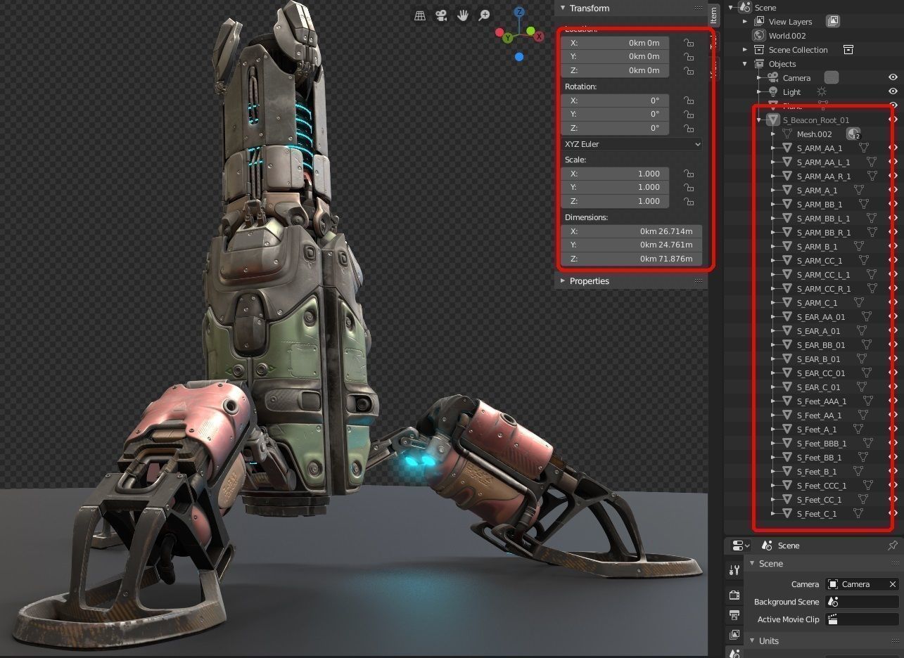 sci fi Machine Parts - Cyberpunk design - PBR 3D Model Collection ...