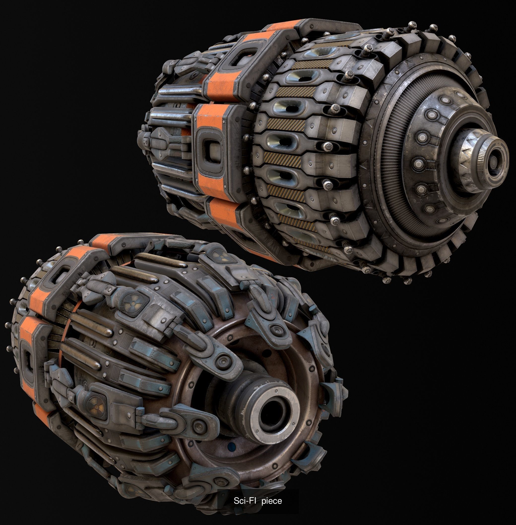 sci fi Machine Parts - Cyberpunk design - PBR 3D Model Collection ...