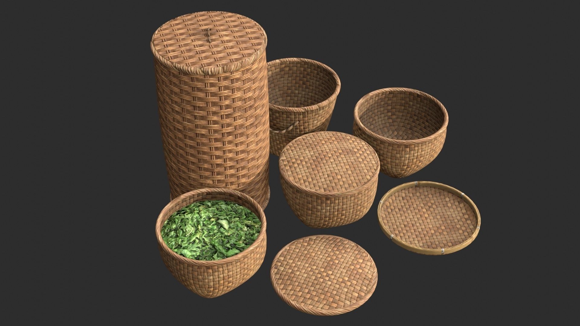 3D model Wicker Baskets VR / AR / low-poly | CGTrader