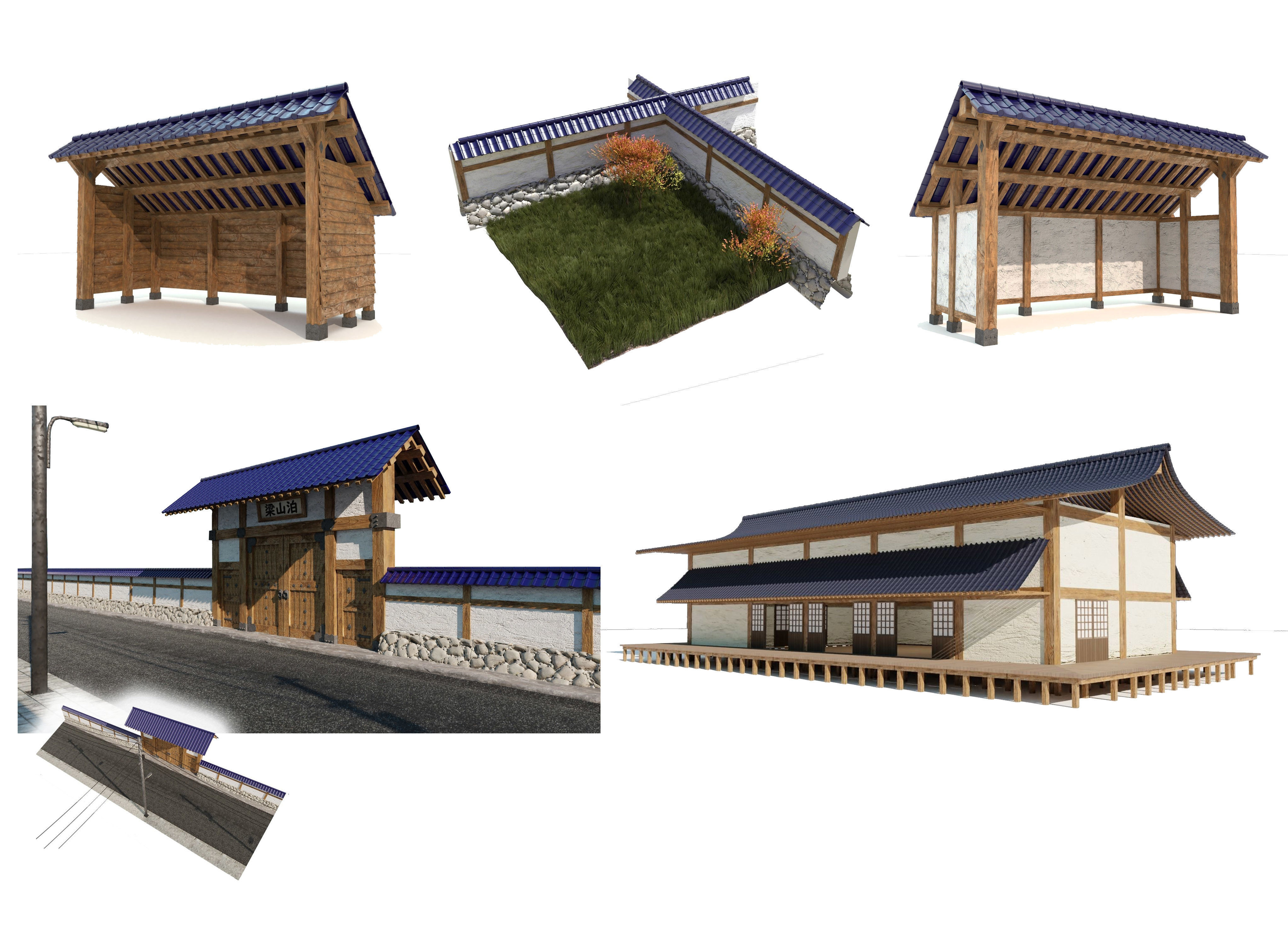 Japanese style buildings multi pack 3D Model Collection | CGTrader