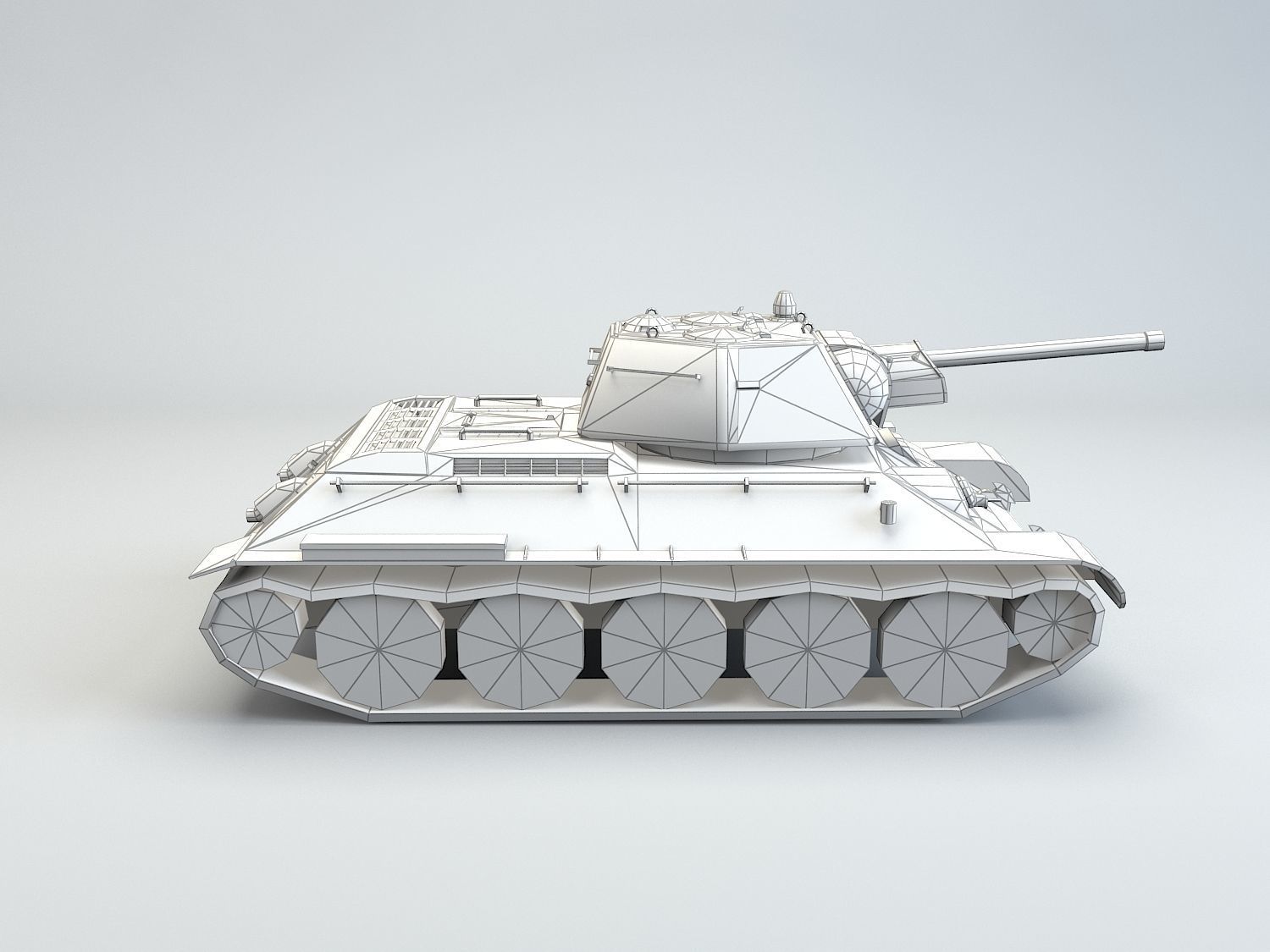 3D model Low Poly T-34-76 1943 early medium tank VR / AR / low-poly ...