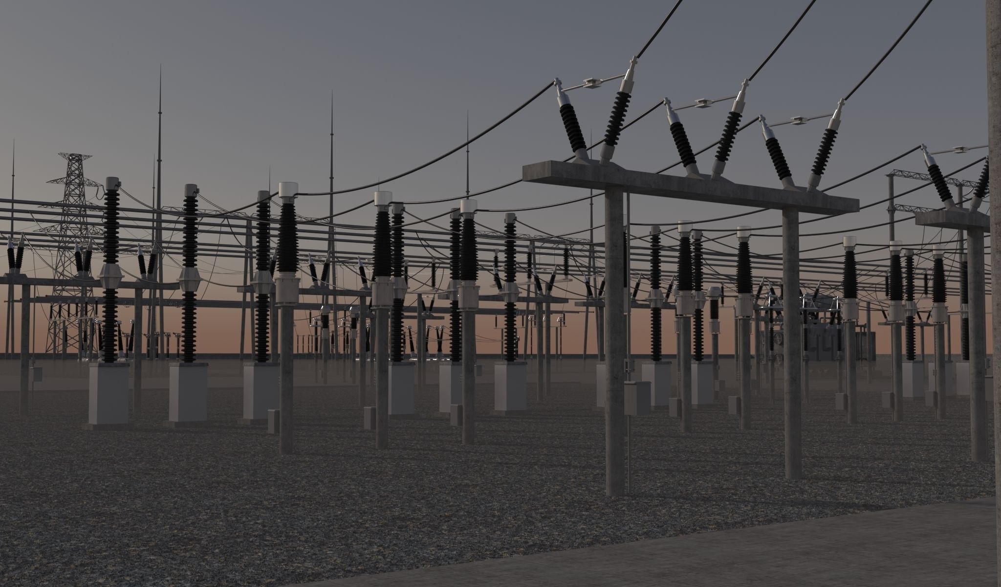 110KV to 60KV step-down Substation 3D model | CGTrader