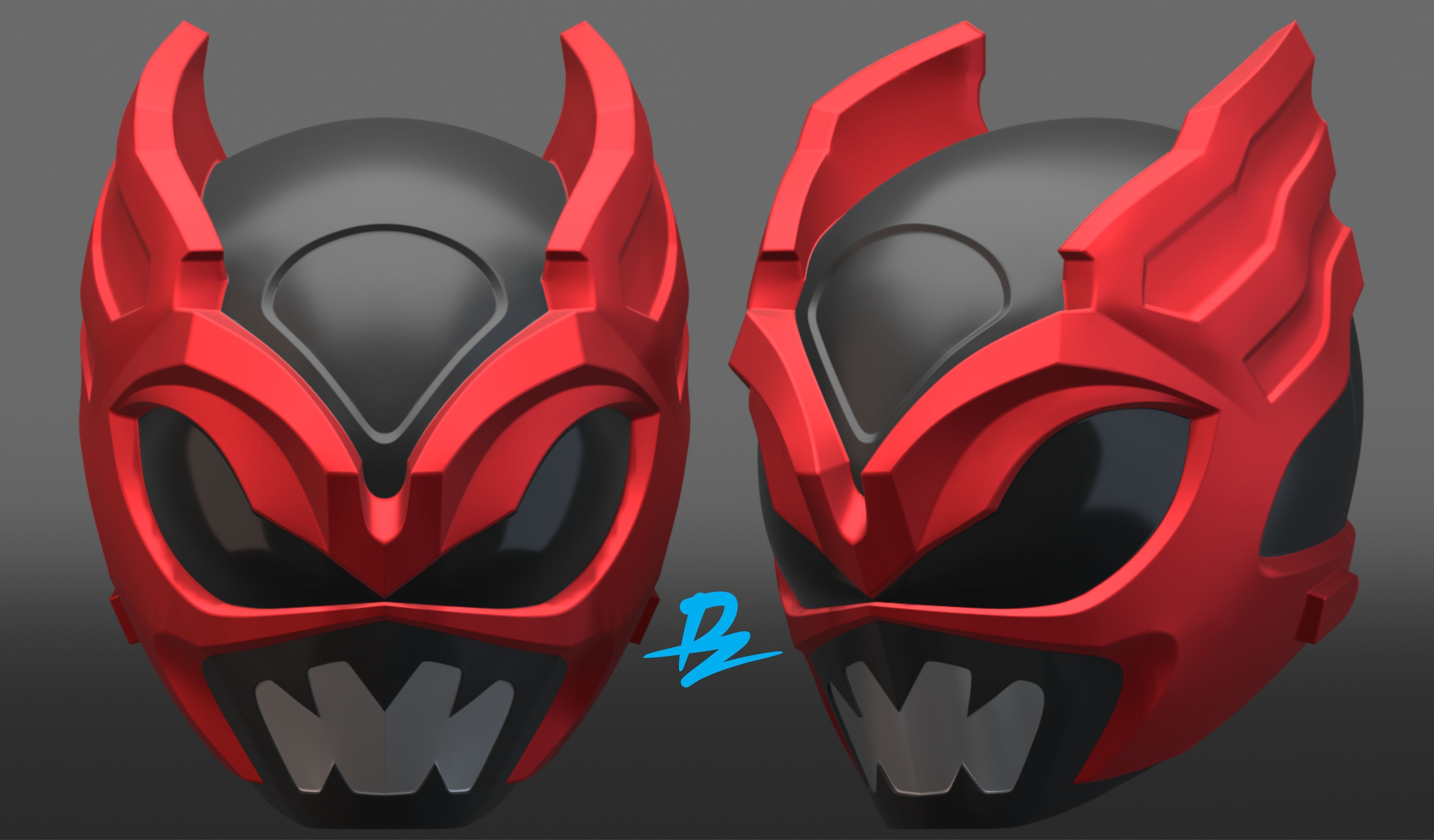 psycho ranger helmet Red 3D model 3D printable | CGTrader