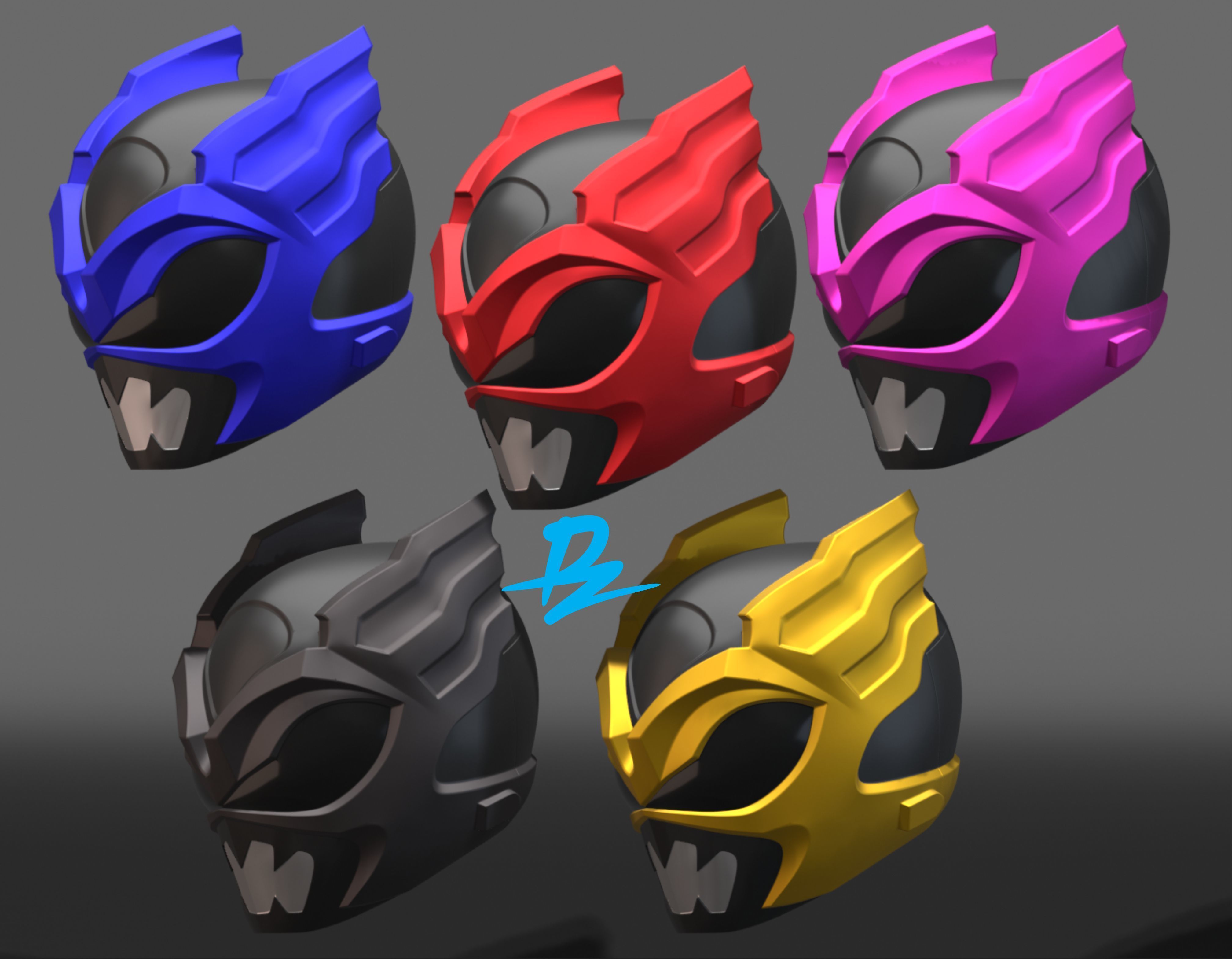psycho ranger helmet Red 3D model 3D printable | CGTrader