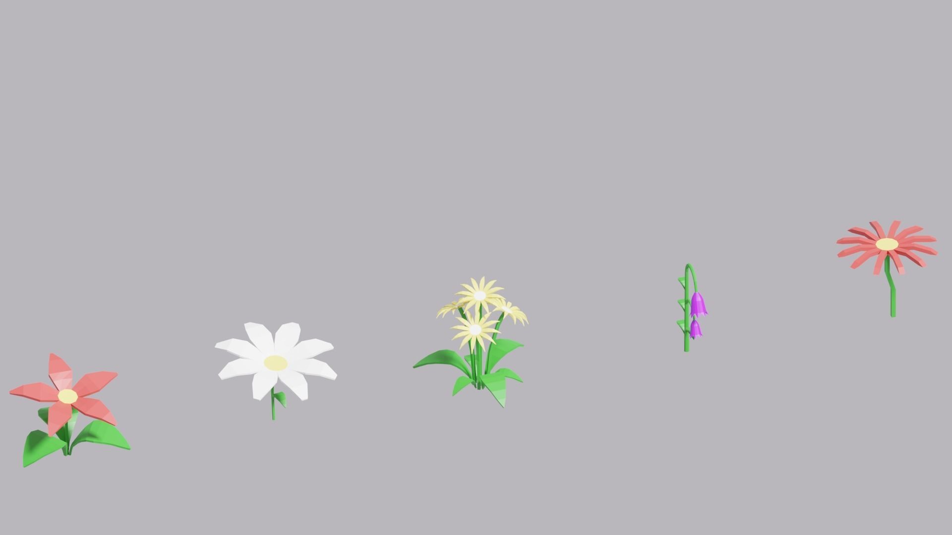 3D model Cartoon Nature Flowers Pack Assests VR / AR / low-poly | CGTrader