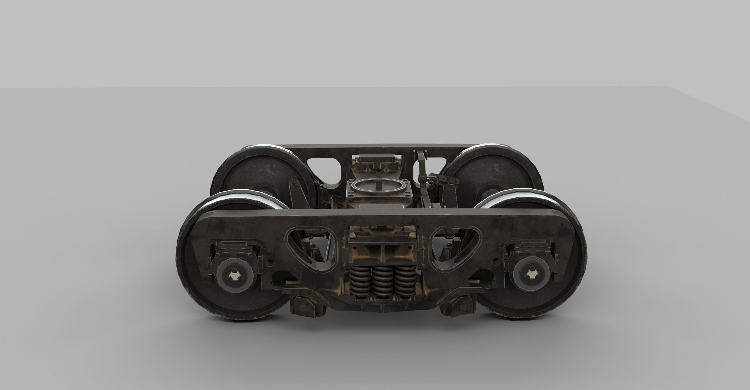 Bogie of railway freight train 3D model rigged | CGTrader