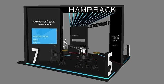 Creative technology line musical instrument booth 3D model animated ...