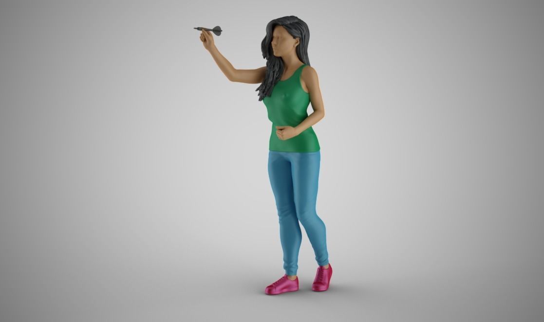 Woman Throwing Darts 3D model 3D printable | CGTrader