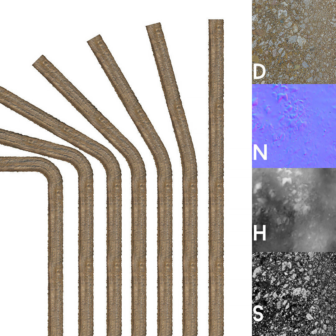 3D model Summer dirt road 25 meters VR / AR / low-poly | CGTrader