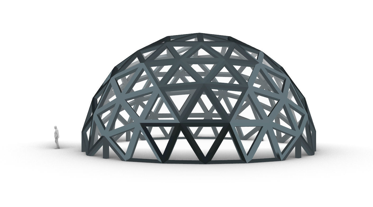 Geodesic Dome V2 Large with Frame and Panels and Entryway 3D model ...