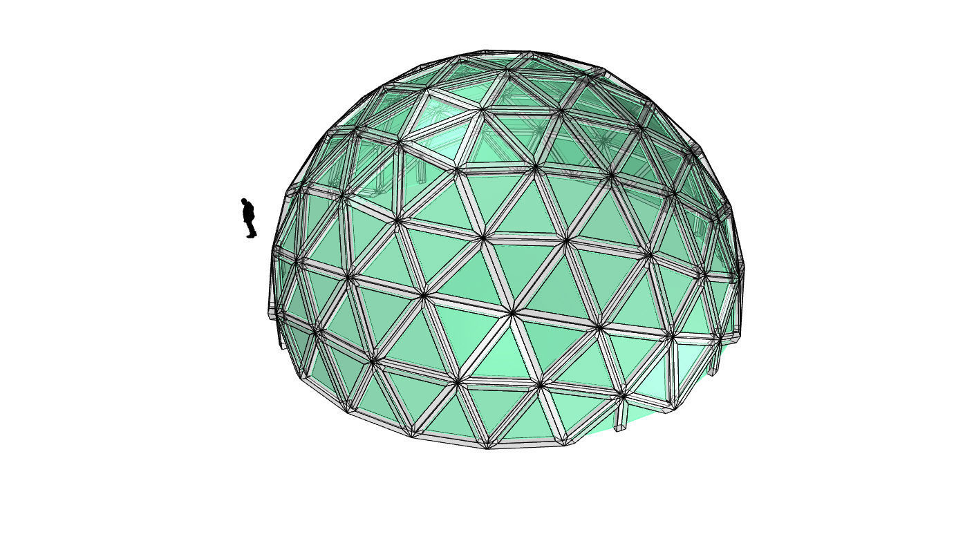 Geodesic Dome V2 Large with Frame and Panels and Entryway 3D model ...