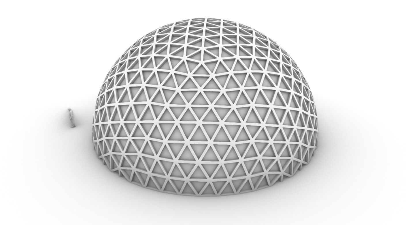 Geodesic Dome V3 Large with Frame and Panels and Entryway 3D model ...