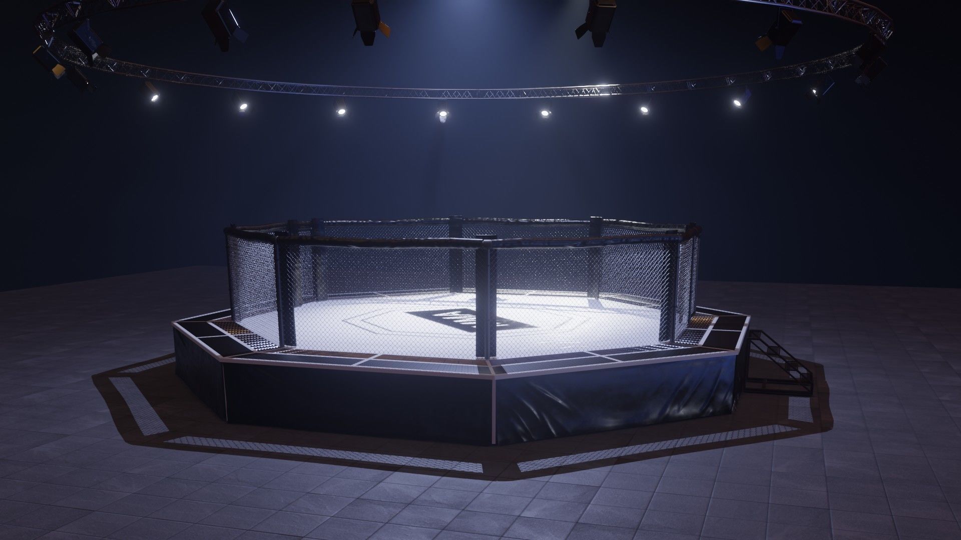 3D model MMA fighting octagon arena with lights VR / AR / low-poly ...