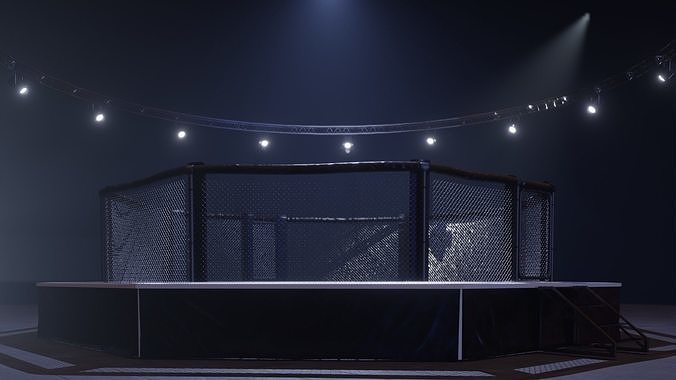 3D model MMA fighting octagon arena with lights VR / AR / low-poly ...