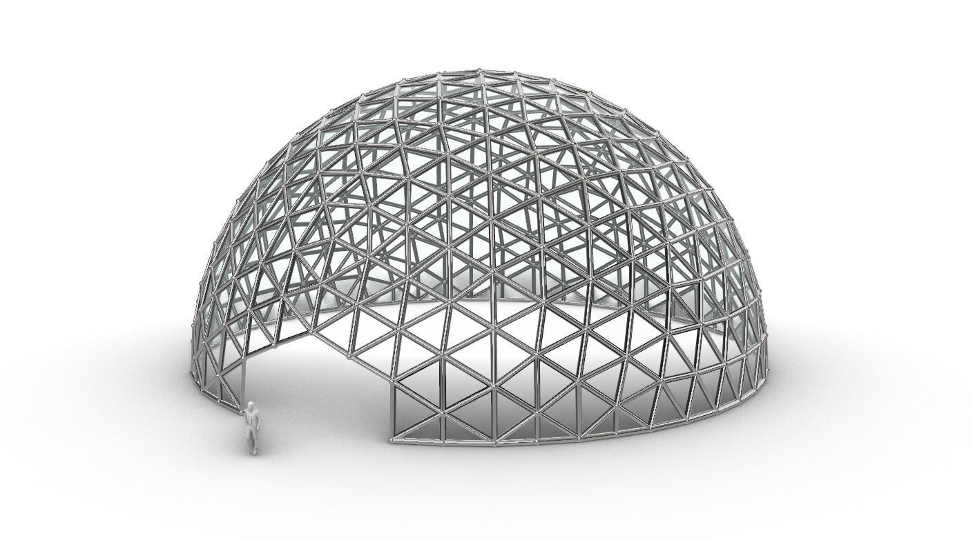 Geodesic Dome Large with Frame and Panels and Entryway 3D model | CGTrader