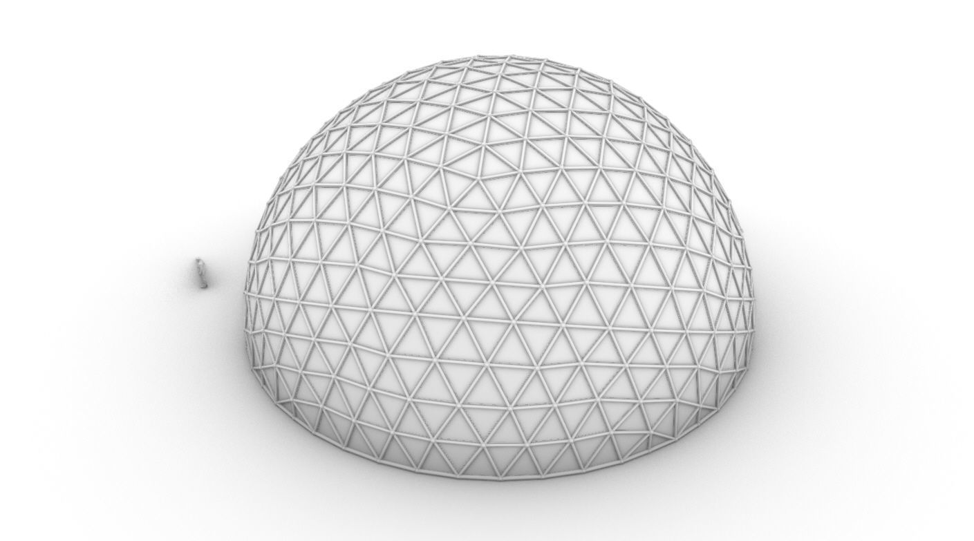 Geodesic Dome Large with Frame and Panels and Entryway 3D model | CGTrader