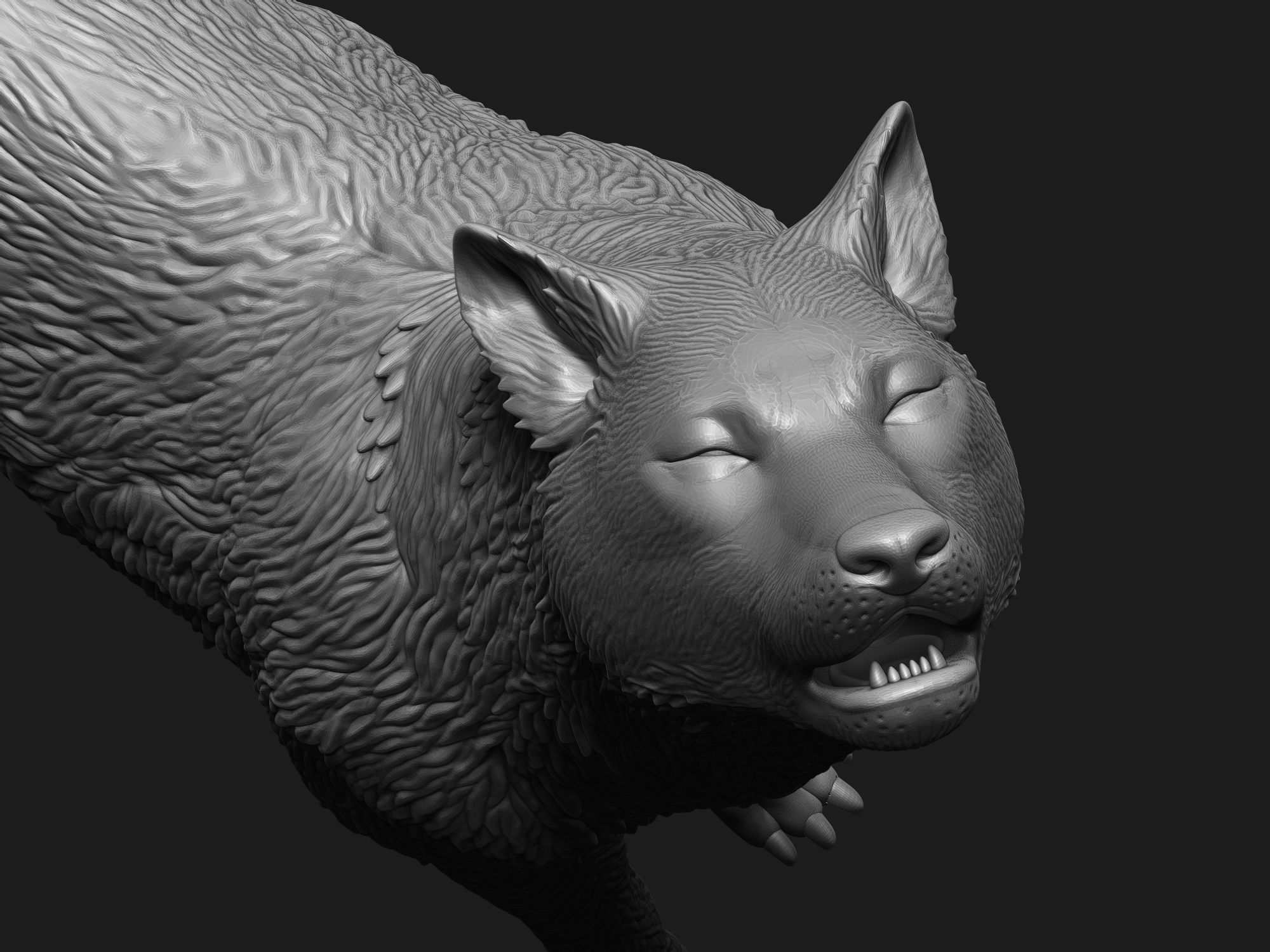 Howling Wolf 3D model 3D printable | CGTrader
