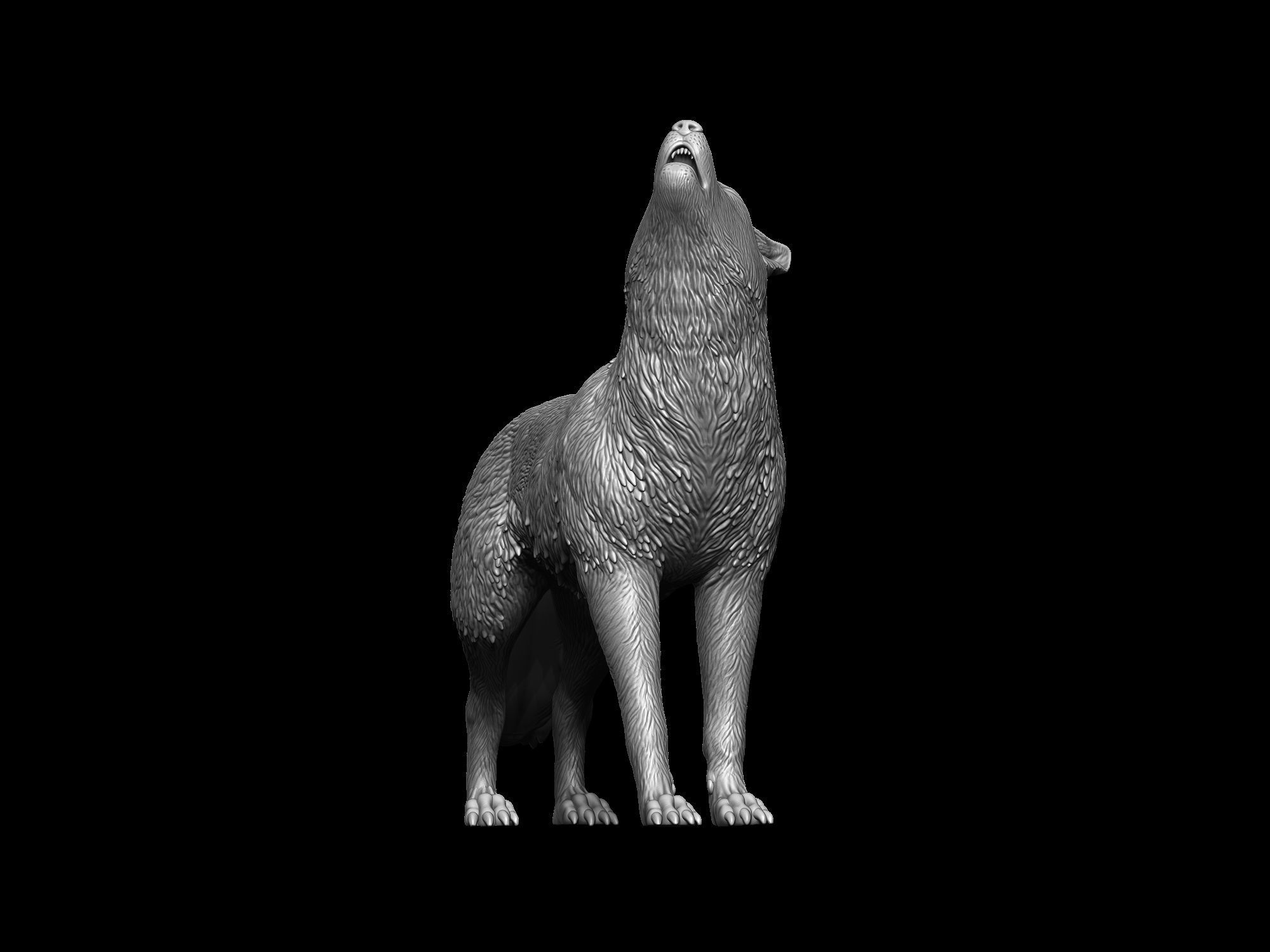 Howling Wolf 3D model 3D printable | CGTrader