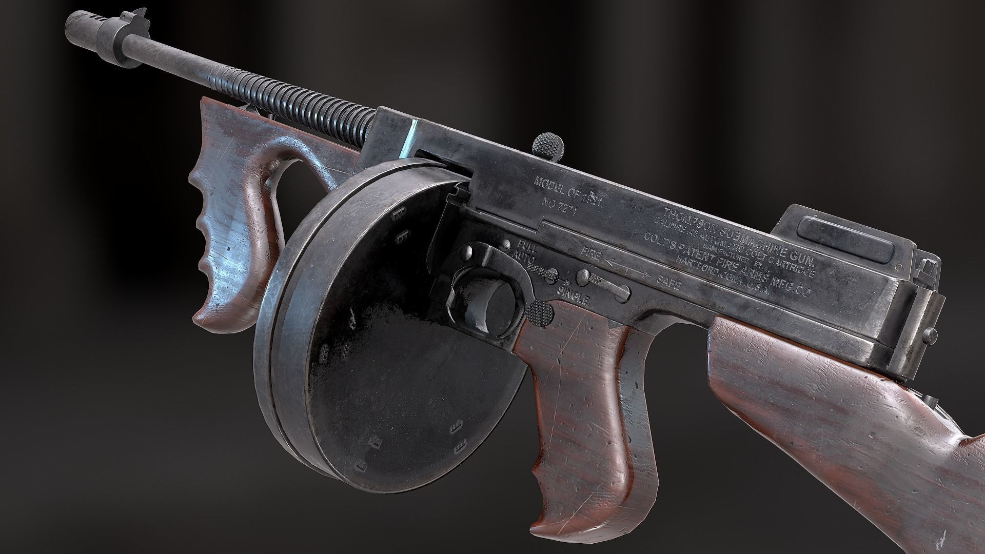 3D model low-poly Thompson submachine gun | CGTrader