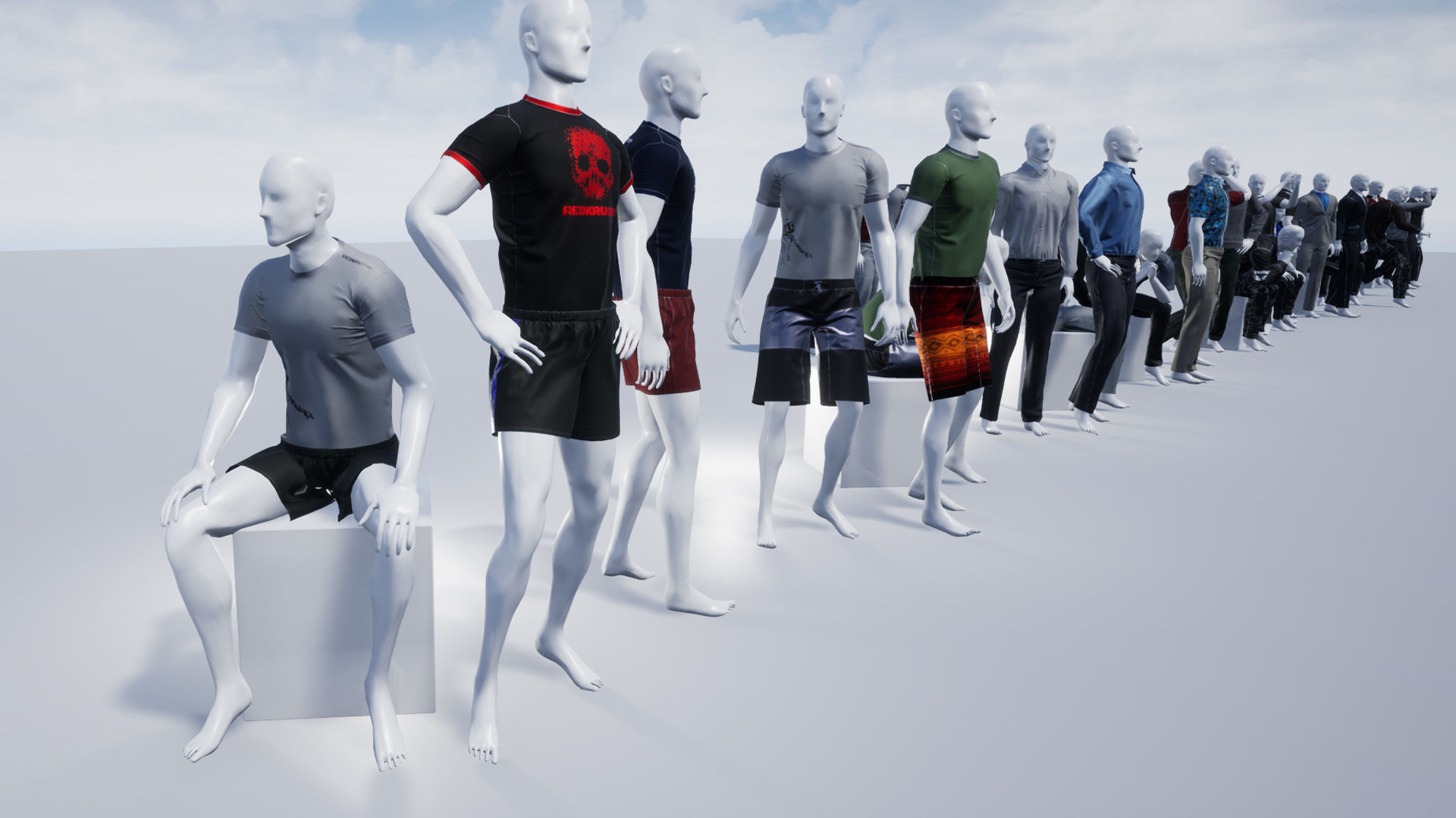 3D model Male Mannequins with various clothing VR / AR / low-poly ...