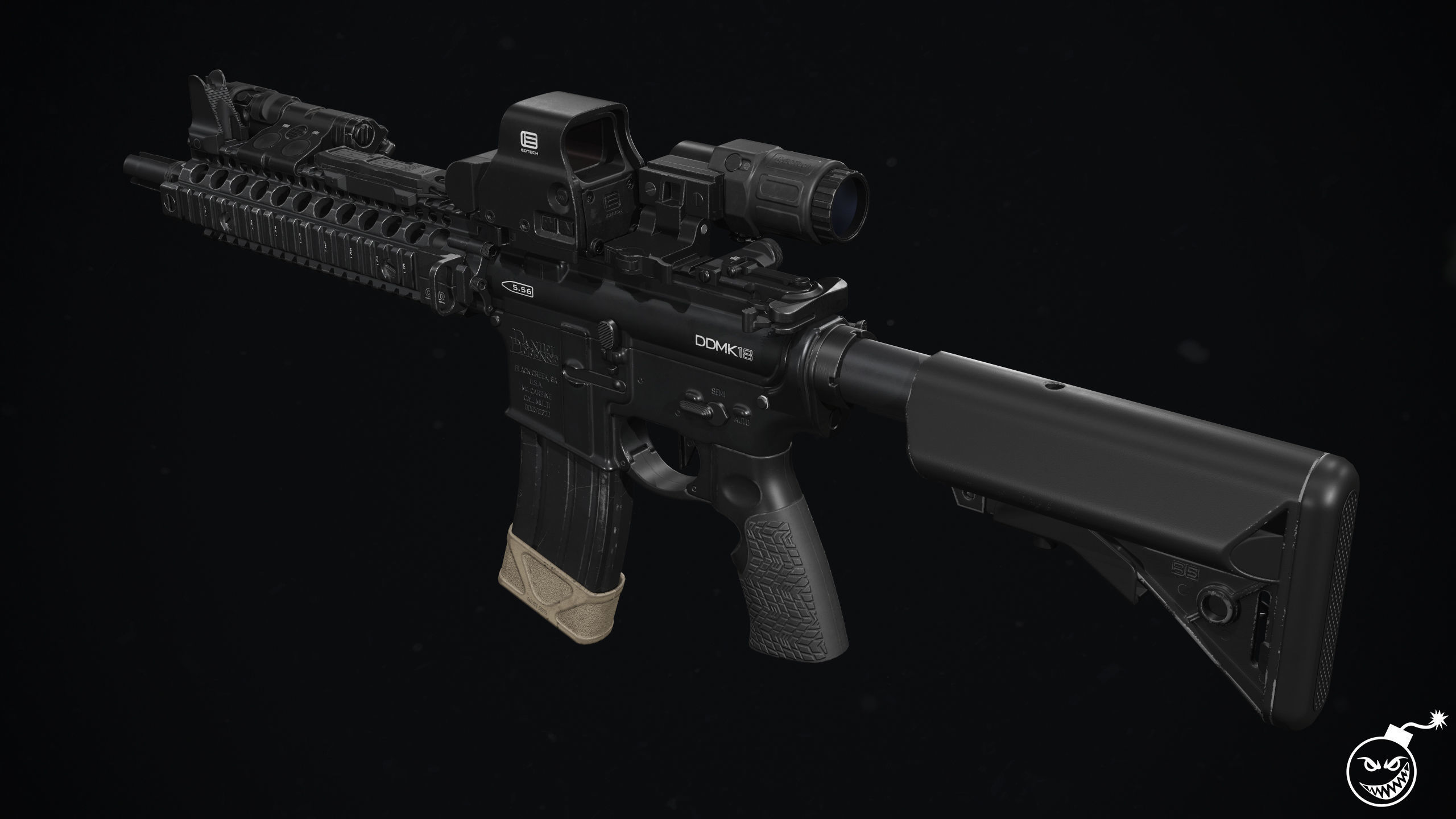 3D model Daniel Defense MK18 Painted VR / AR / low-poly | CGTrader