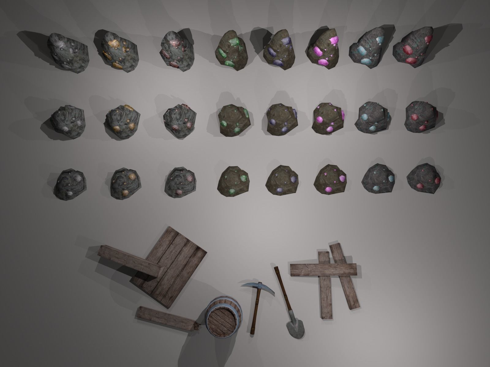3D model Mining items pack and ores VR / AR / low-poly | CGTrader