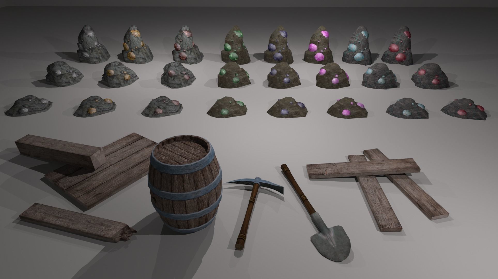 3D model Mining items pack and ores VR / AR / low-poly | CGTrader