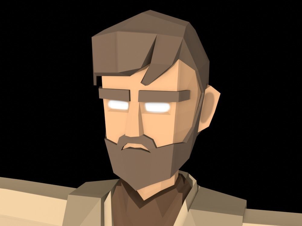3D model Low-Poly Star Wars Obi Wan Jedi 3D rigged model Low Poly ...
