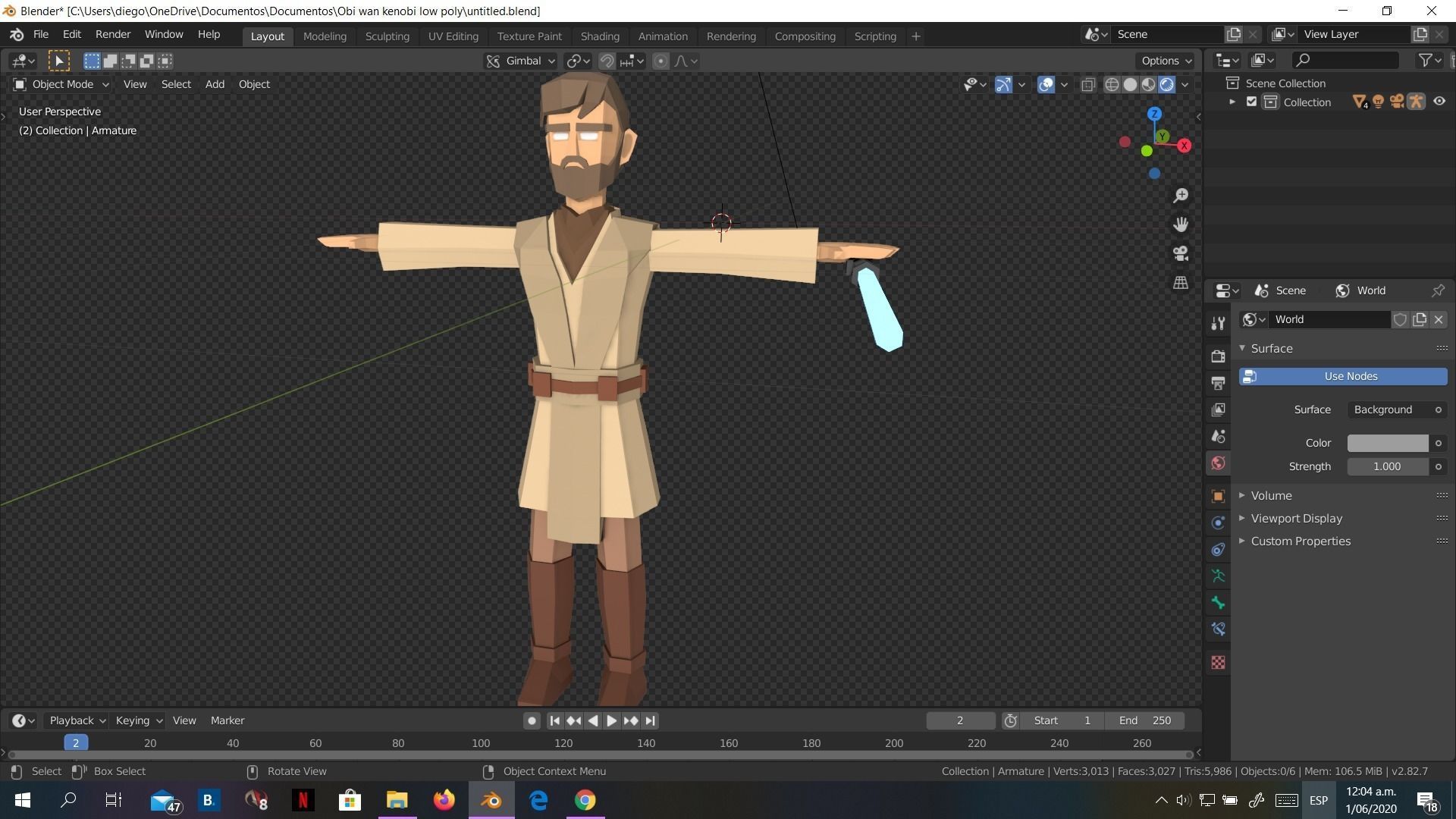 3D model Low-Poly Star Wars Obi Wan Jedi 3D rigged model Low Poly ...
