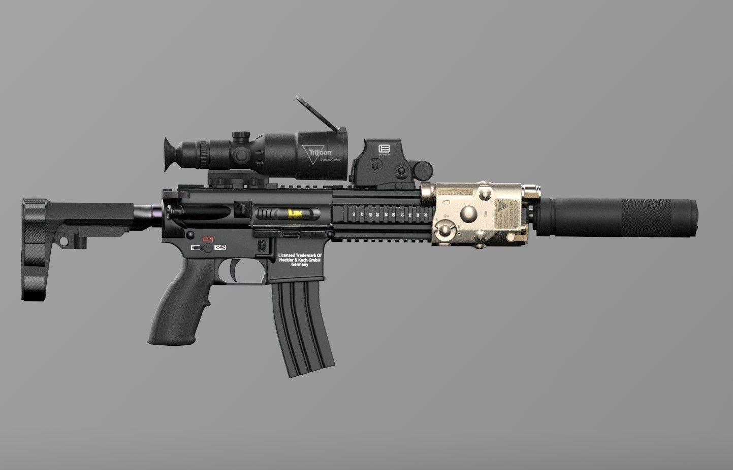 Gun Assault Rifle HK 416 3D model | CGTrader