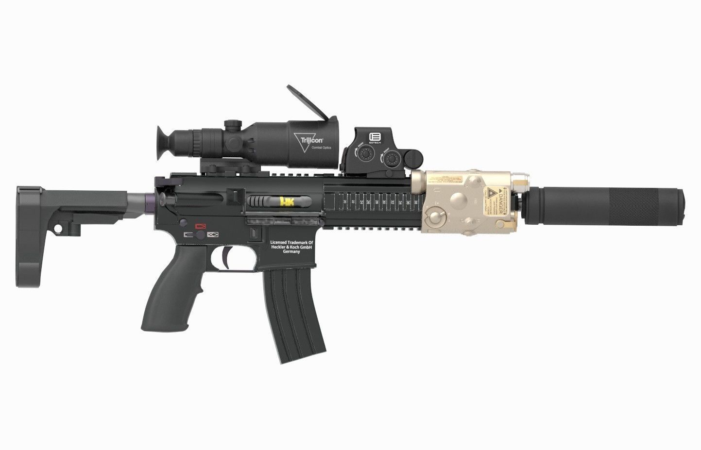 Gun Assault Rifle HK 416 3D model | CGTrader