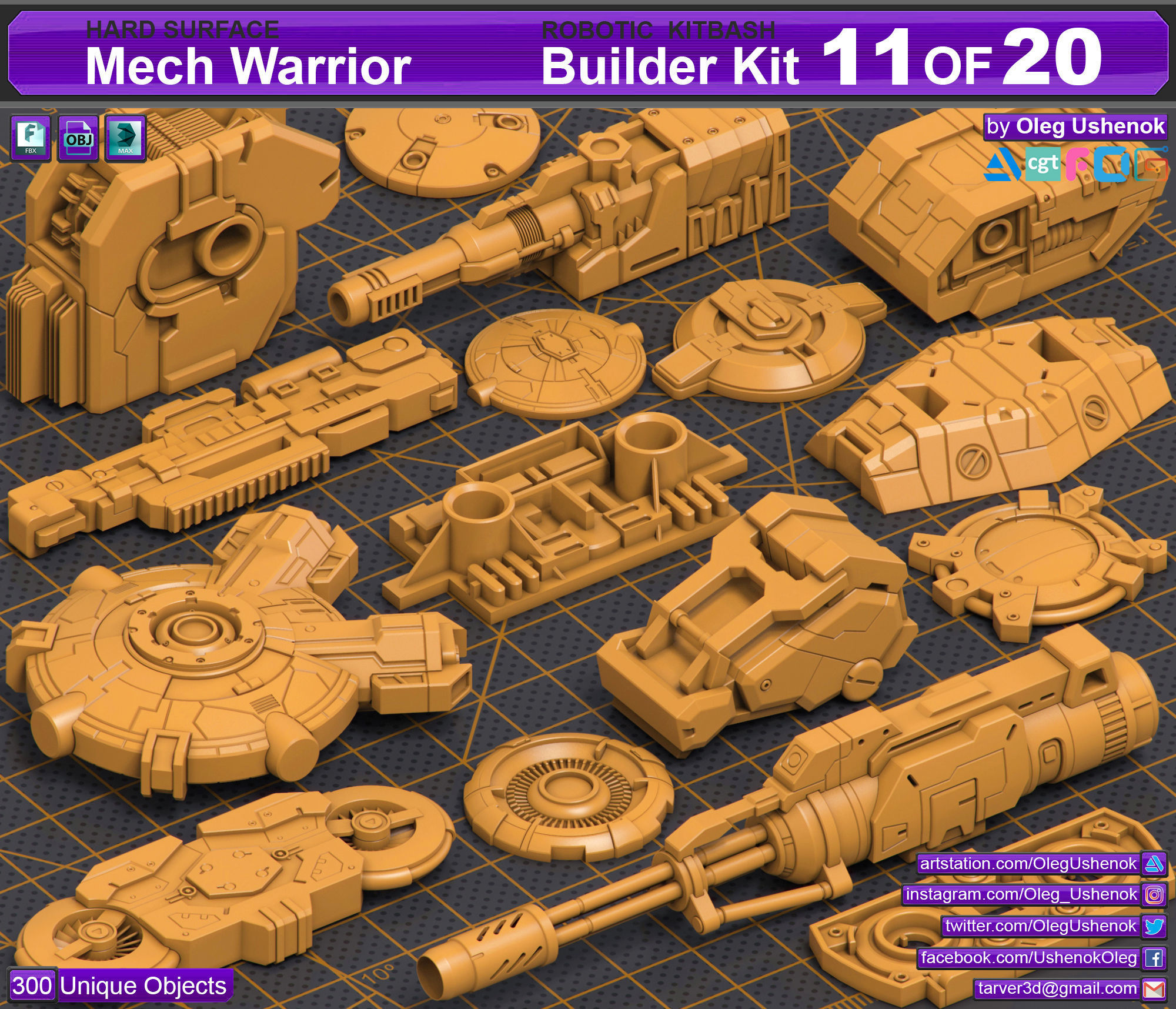 Mega Pack Hard Surface Kitbash 300 DETAILS 3D model | CGTrader