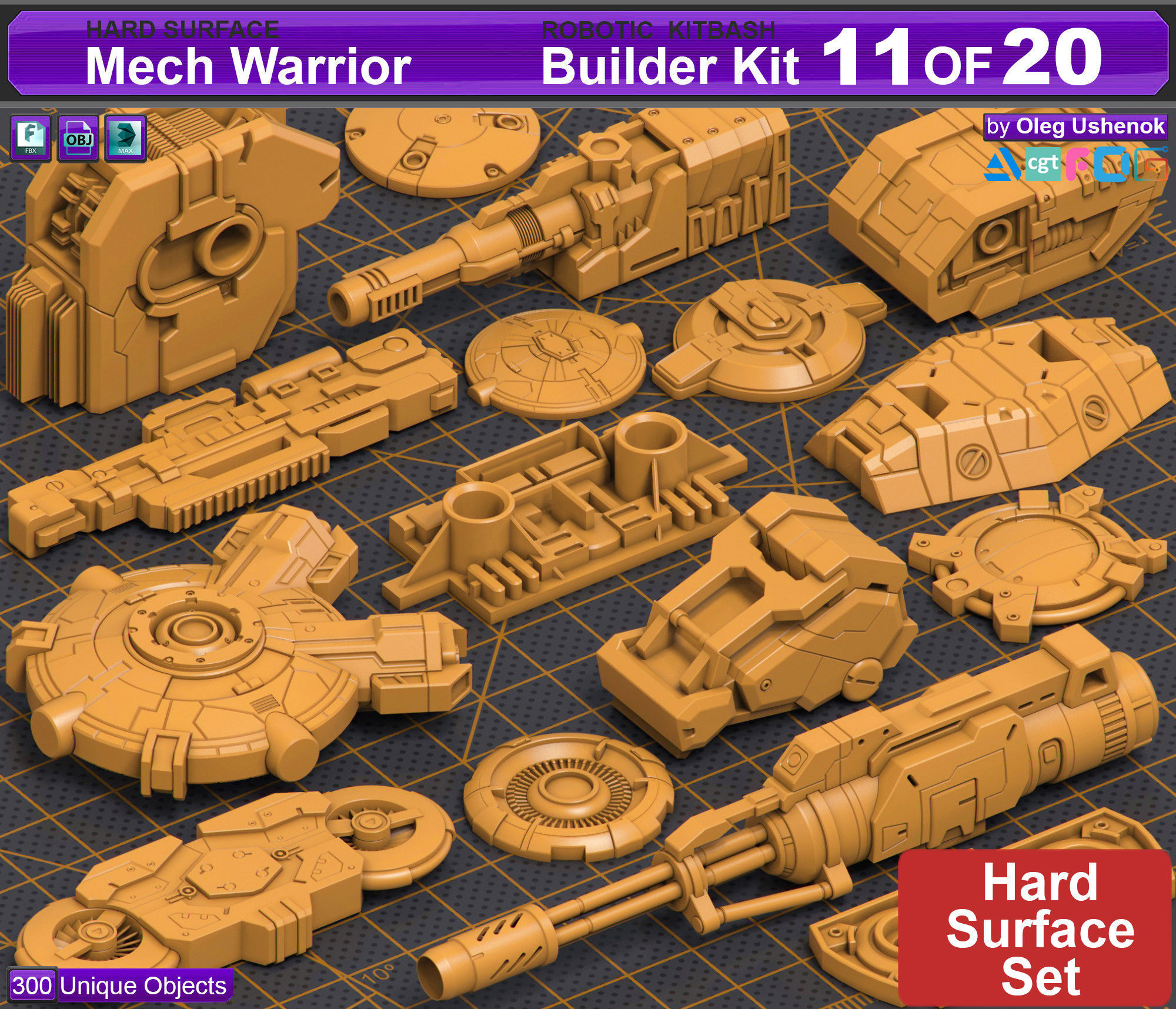 Mega Pack Hard Surface Kitbash 300 DETAILS 3D model | CGTrader