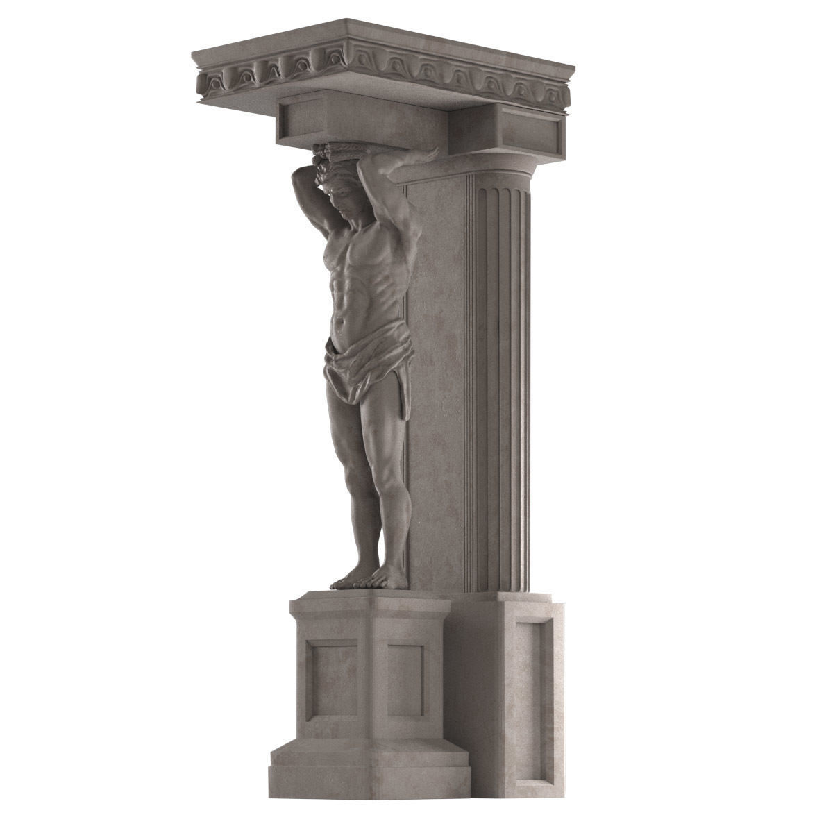 Atlant statue of man holding column 3D model | CGTrader