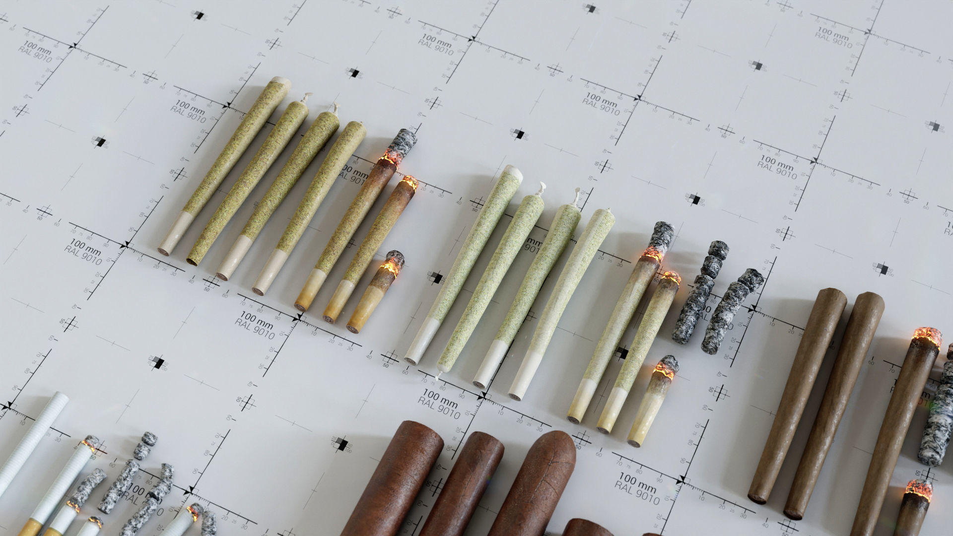 3D model Cigars Cigarettes Joints Blunts and Ashtrays - 3D AssetKit PBR ...