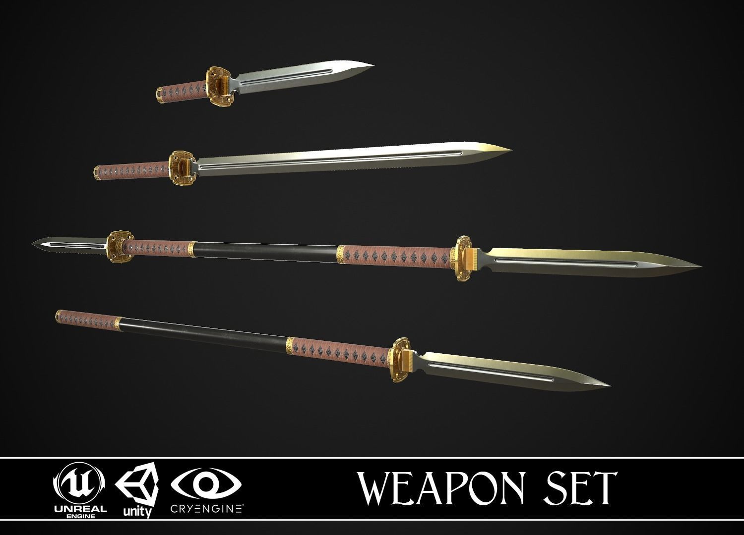 3D Model Collection Melee Weapon Set A1 VR / AR / low-poly | CGTrader