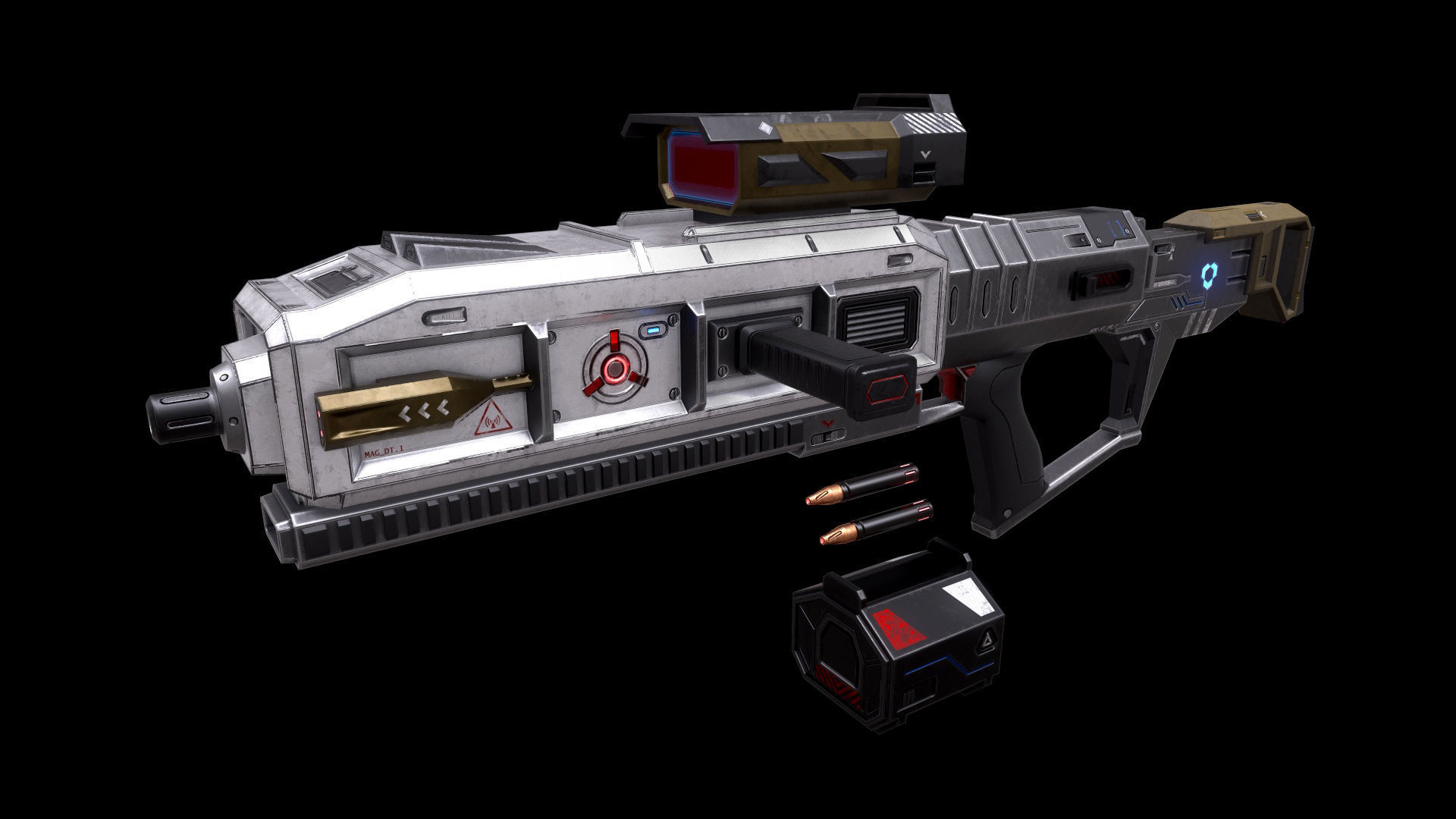3D model Scifi Heavy Machine Gun Magazine Bullets Triger Eject Button ...