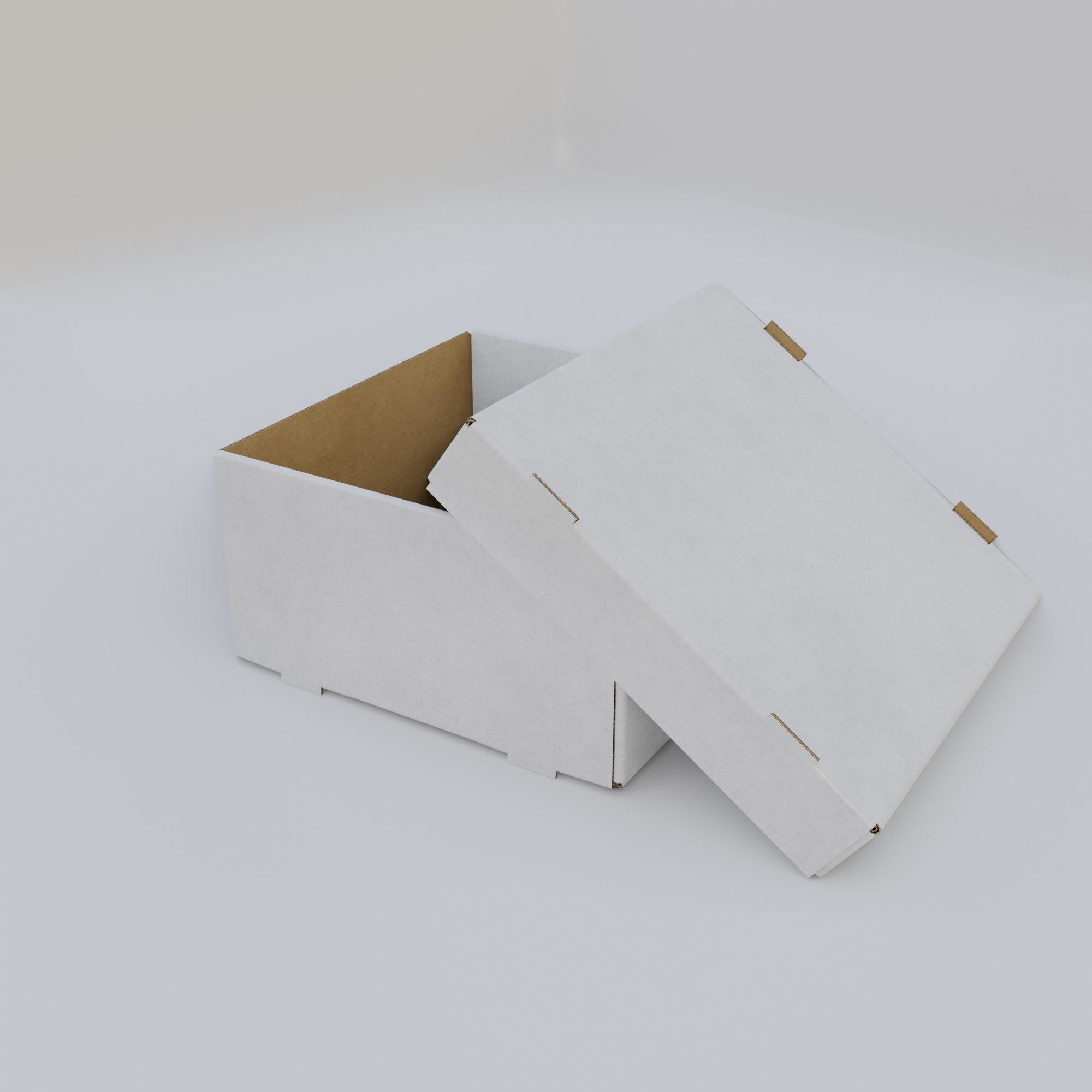 Cardboard Self-Assembly Box With Lid 3D model | CGTrader