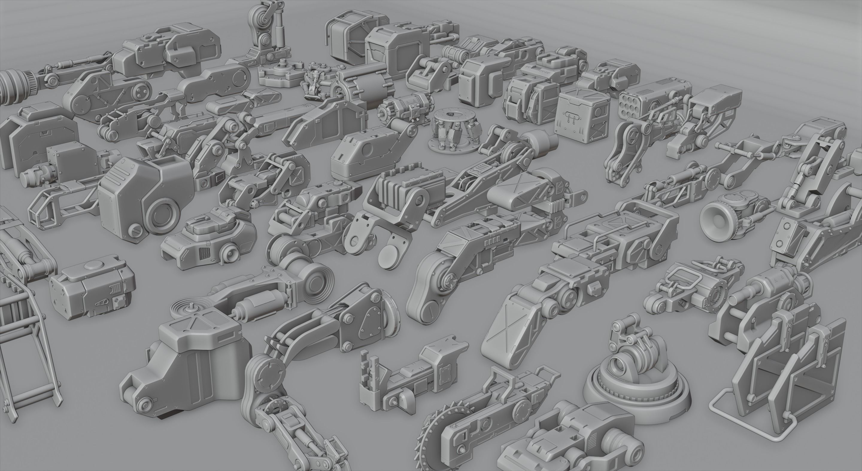 60 Sci Fi kitbash parts-1 3D model | CGTrader