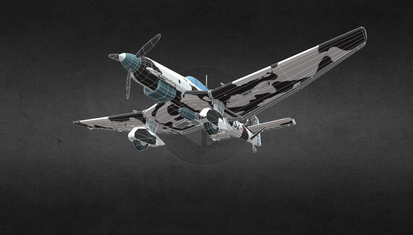 3D model junkers-ju-87 fighter plane with camouflage VR / AR / low-poly ...