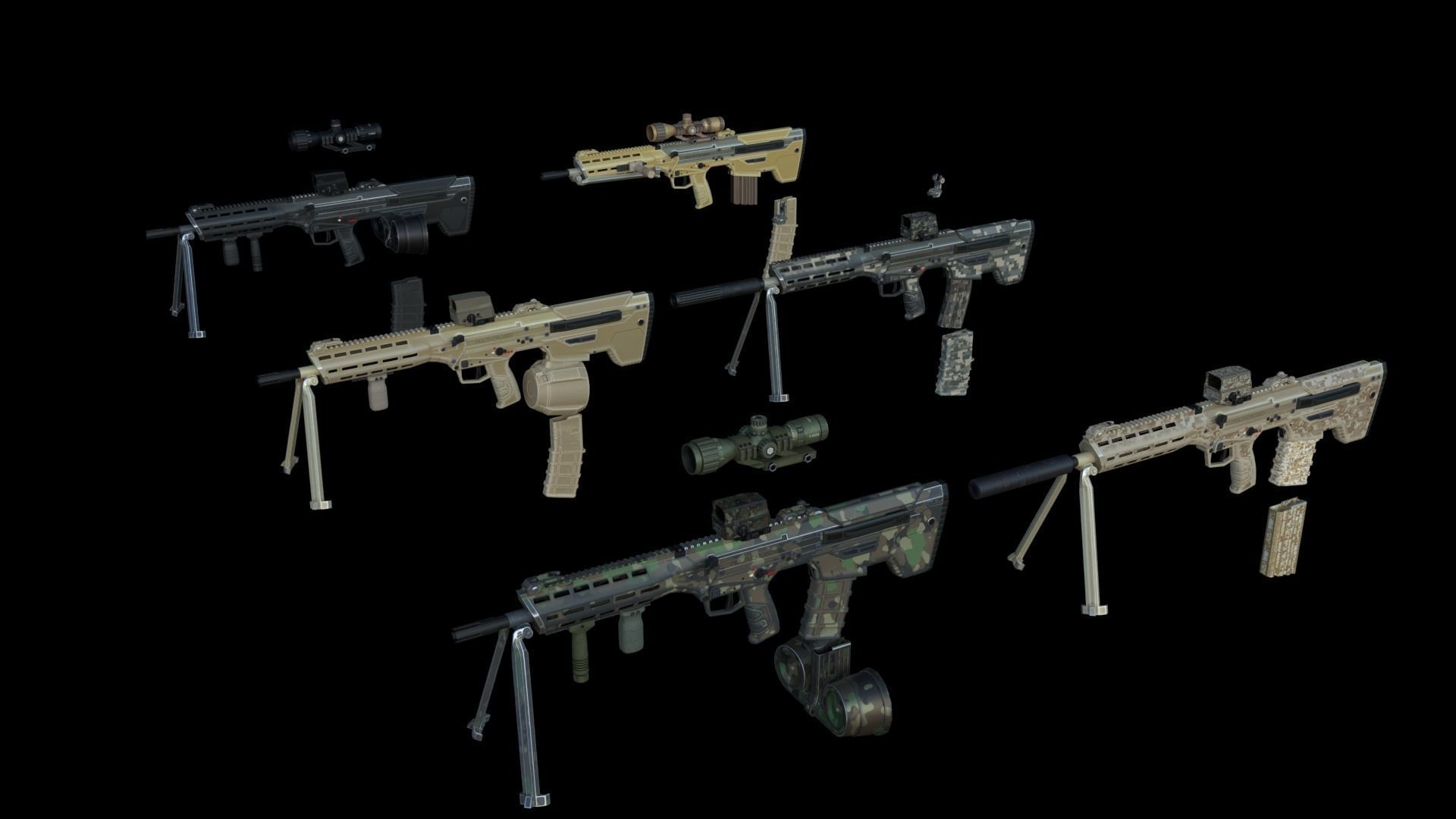 3D model Modular Bullpup Rifle-Squad Automatic Weapon Variant VR / AR ...