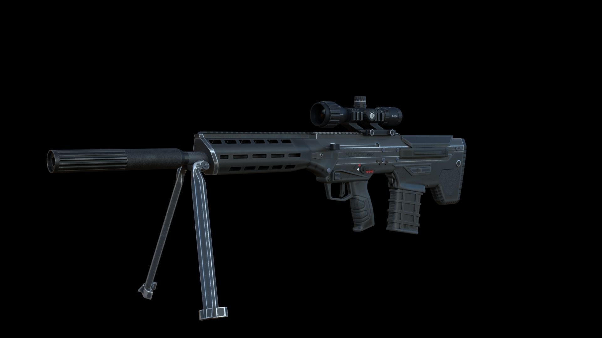 3D model Modular Bullpup Rifle-Squad Automatic Weapon Variant VR / AR ...