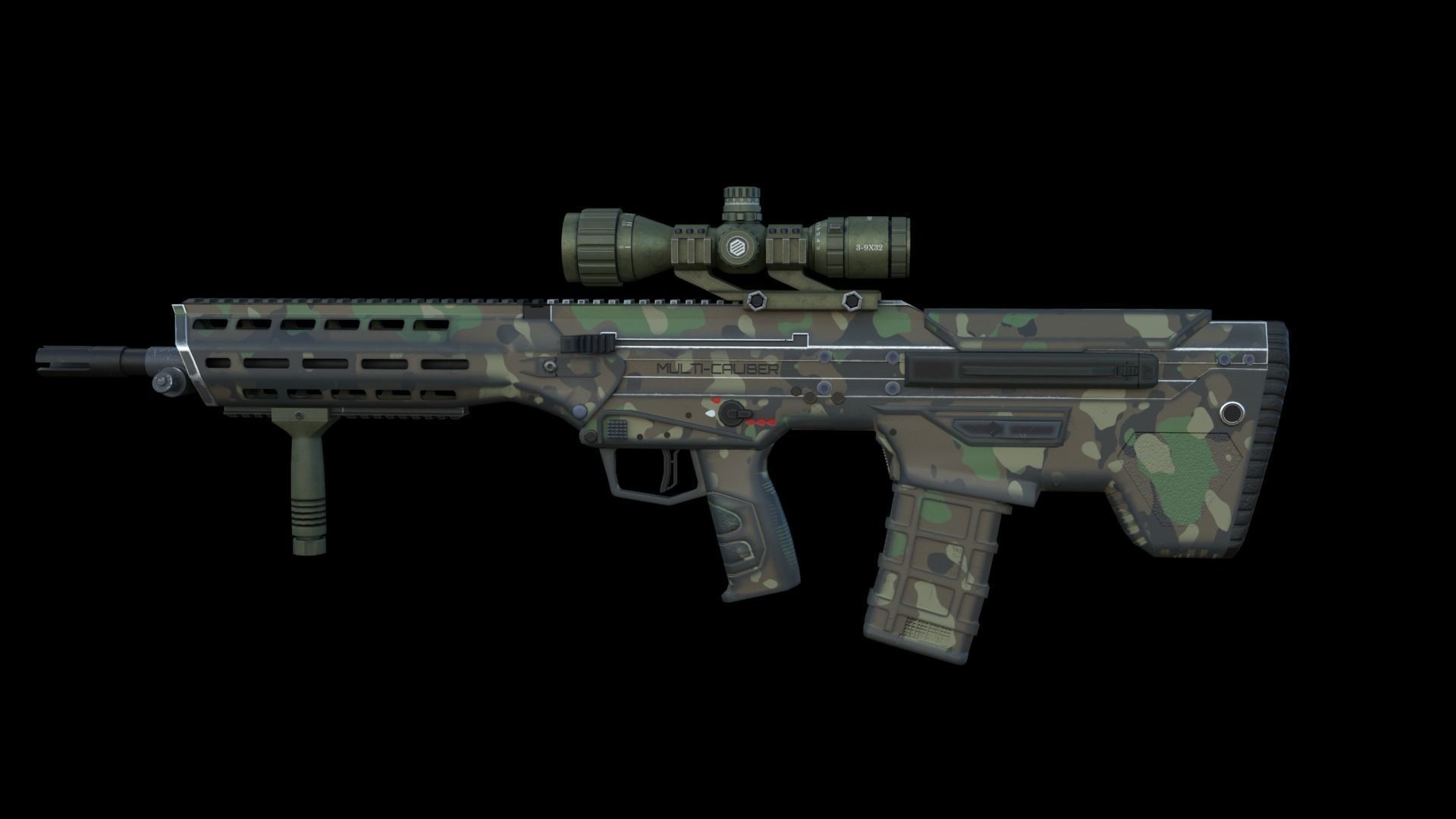 3D model Modular Bullpup Rifle-Squad Automatic Weapon Variant VR / AR ...