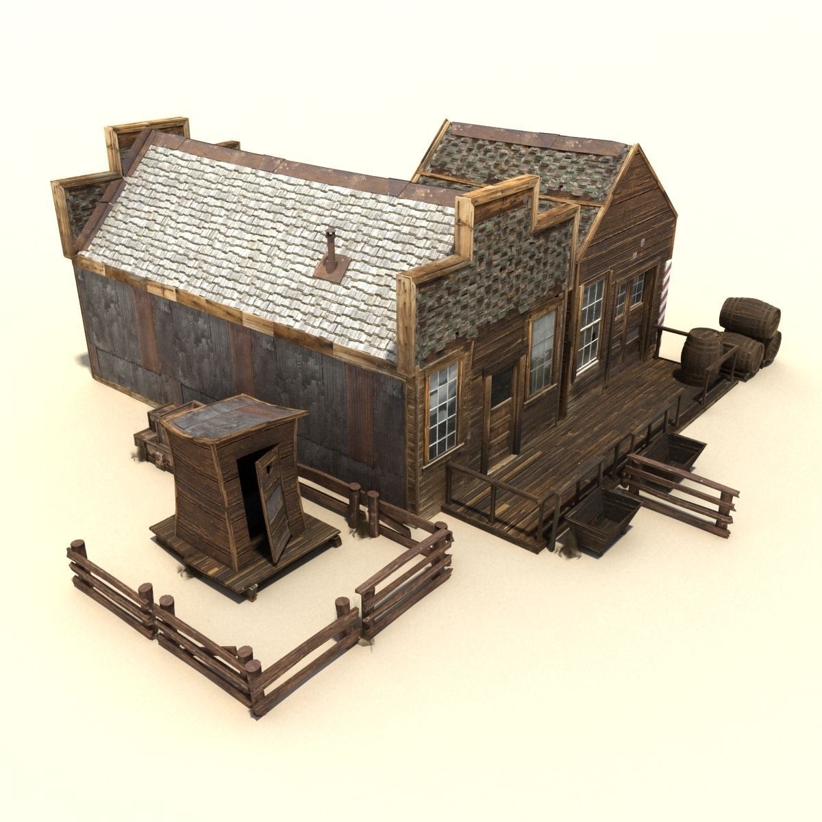 3D model Low Poly Wild West Buildings VR / AR / low-poly | CGTrader