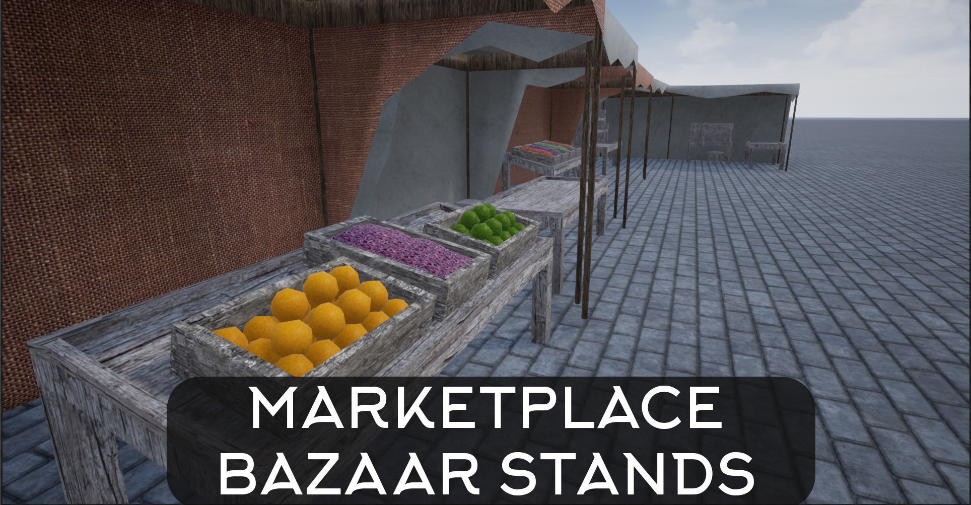 3D asset Lowpoly Bazaar-Marketplace Stands | CGTrader