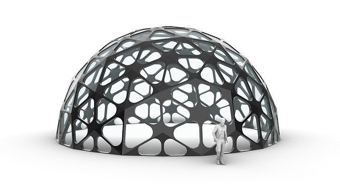 Geodesic Dome with Dynamic Perforations and glass panels 3D model | CGTrader