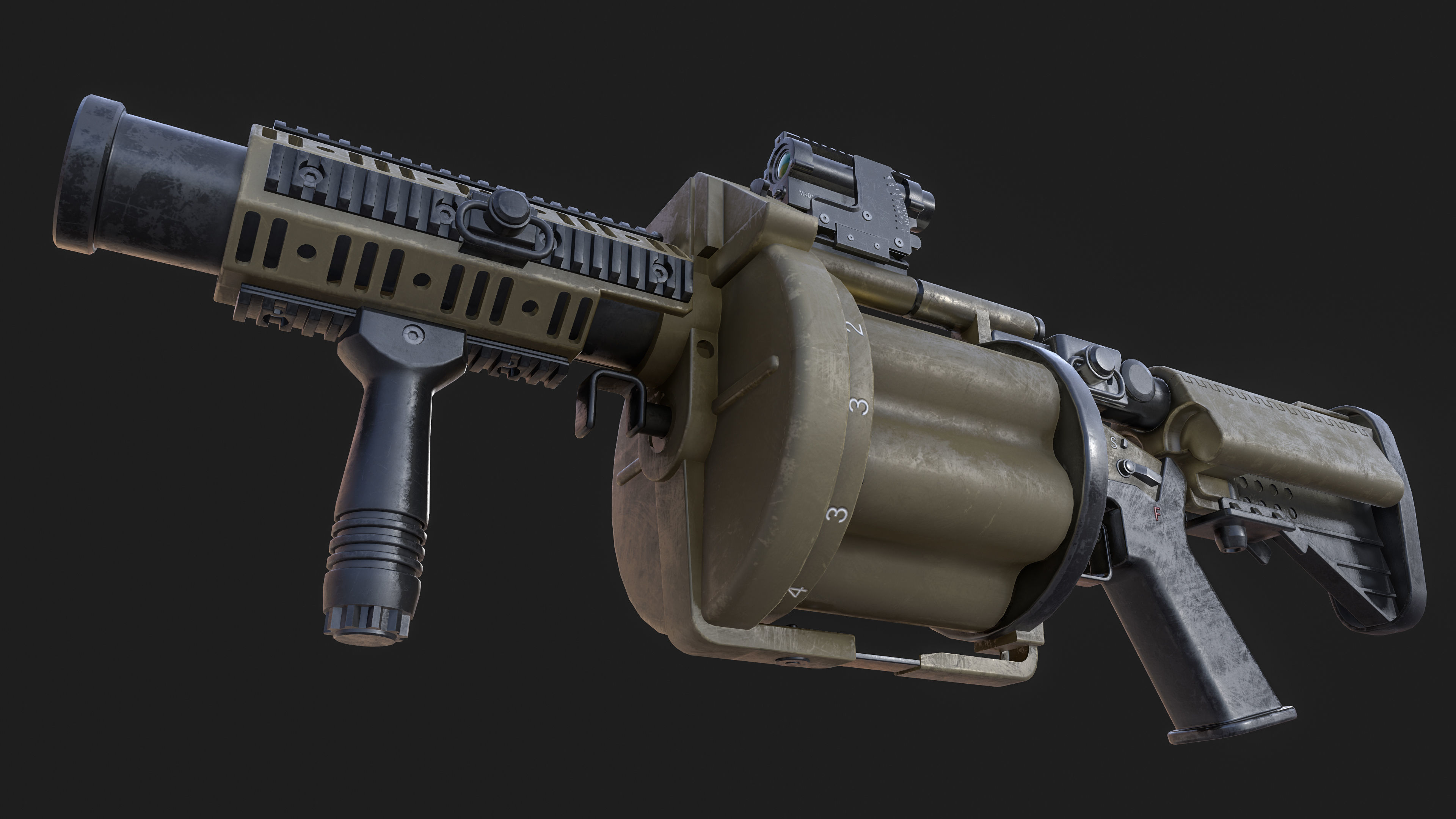 3D model Milkor Multiple Grenade Launcher 140 VR / AR / low-poly | CGTrader