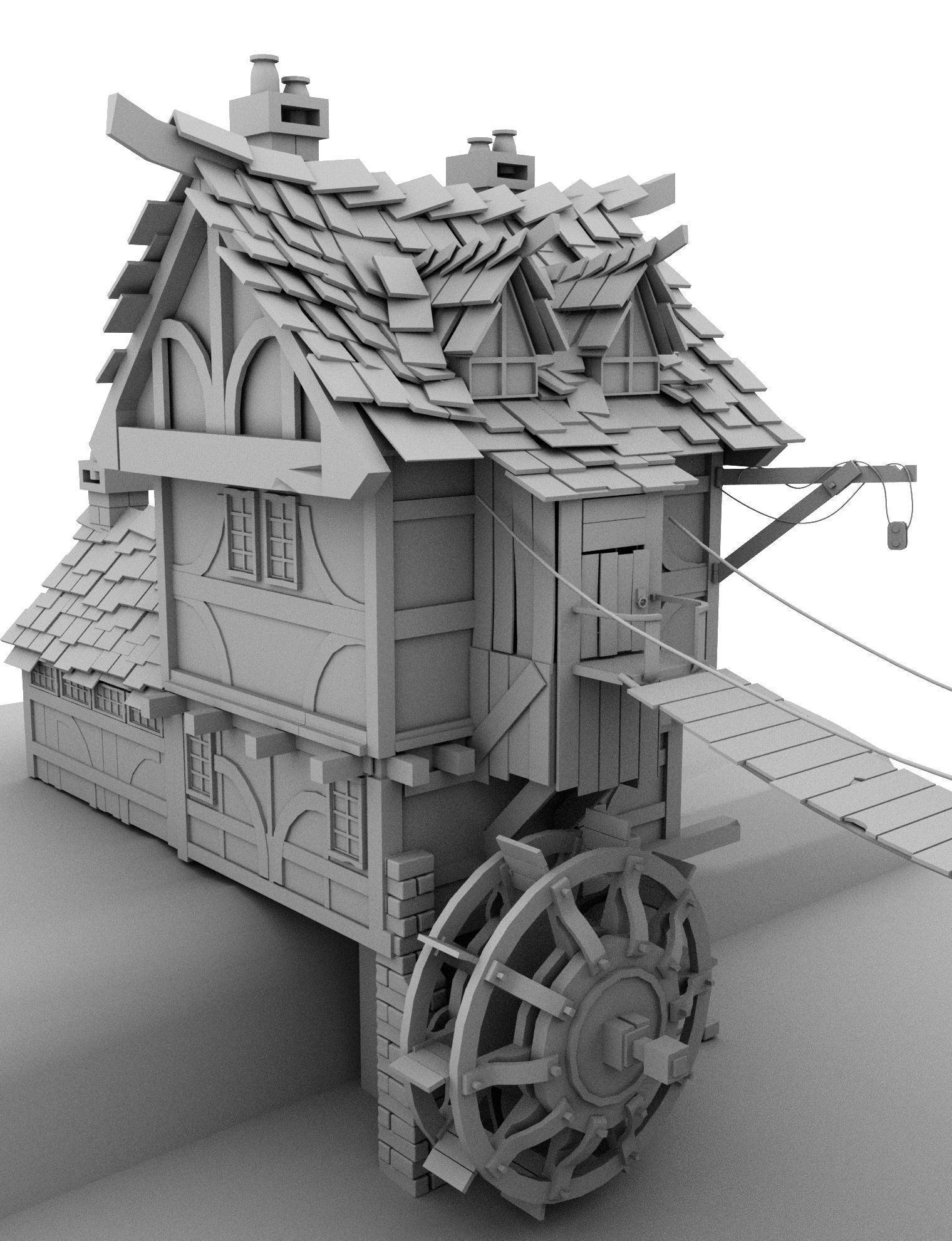 Water mill 3D model | CGTrader